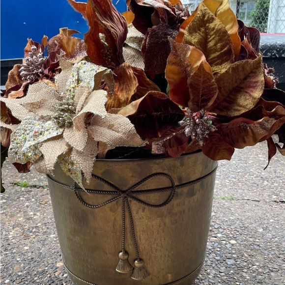 Accents | Vintage 2 Brass Flower Cache Pot With Bow Detail | Poshmark
